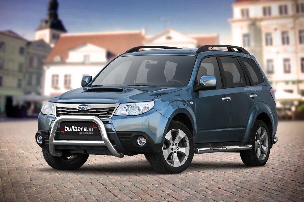 EU INOX bull bar fi70 s prečno cevjo - Subaru Forester (2008-2013 ...