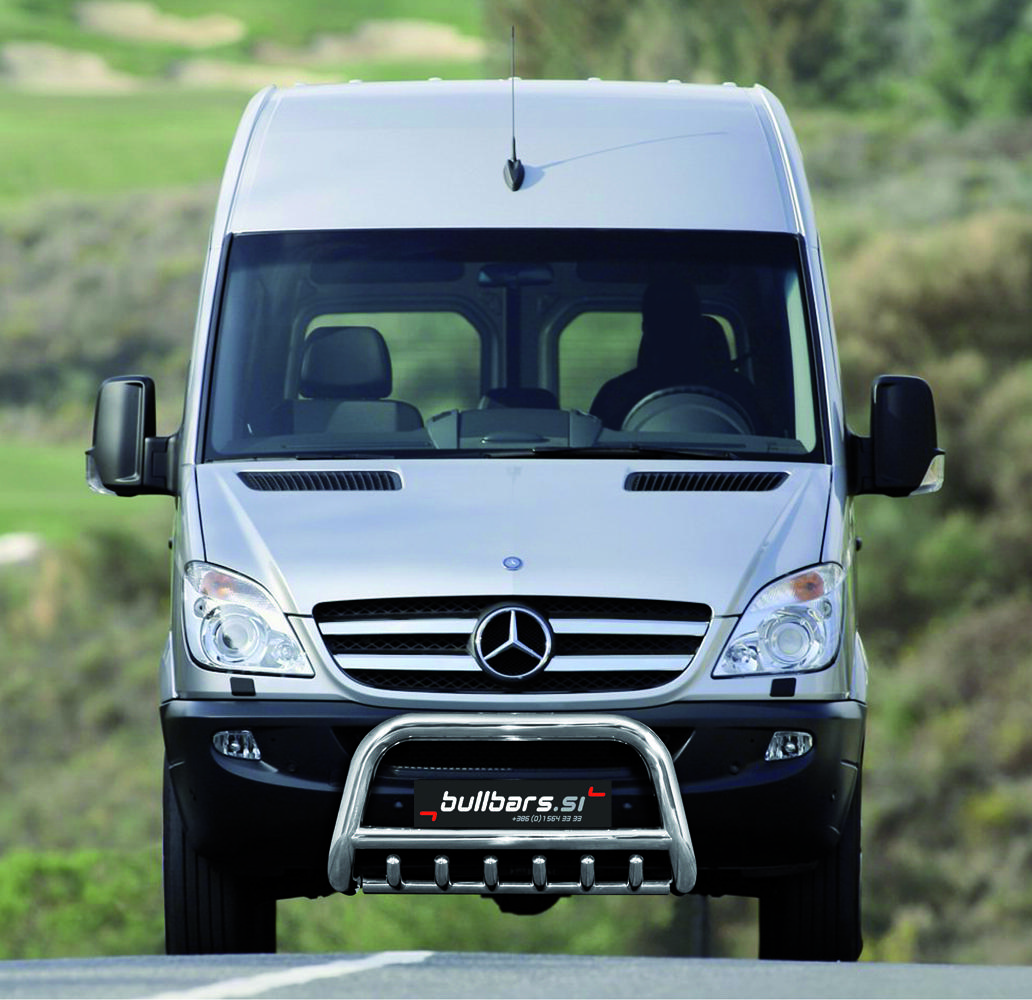 EU INOX bull bar fi70 z zaščitnimi cevkami - Mercedes Sprinter keson ...