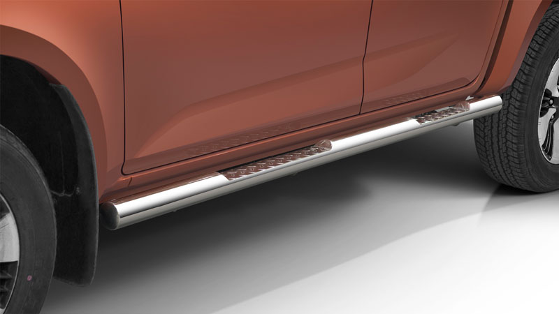 EU INOX pohodne stopnice z ALU utorom fi76 – Isuzu D-MAX (2020-2024 ...